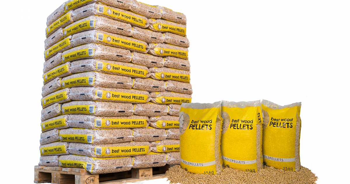 best wood PELLETS | 15 kg Sackware auf Paletten | Jetzt online bestellen